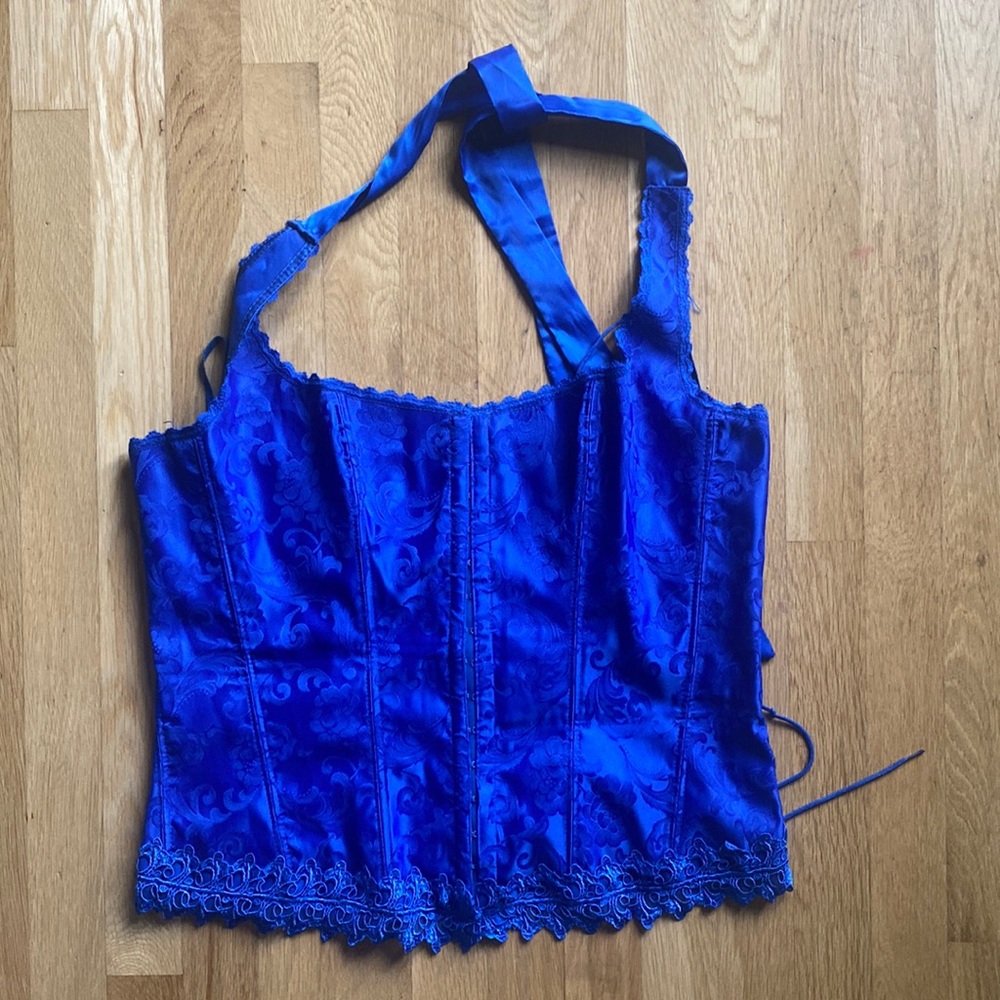 Fredericks Of Hollywood Cobalt Blue Bustier Lace Up B… - Gem